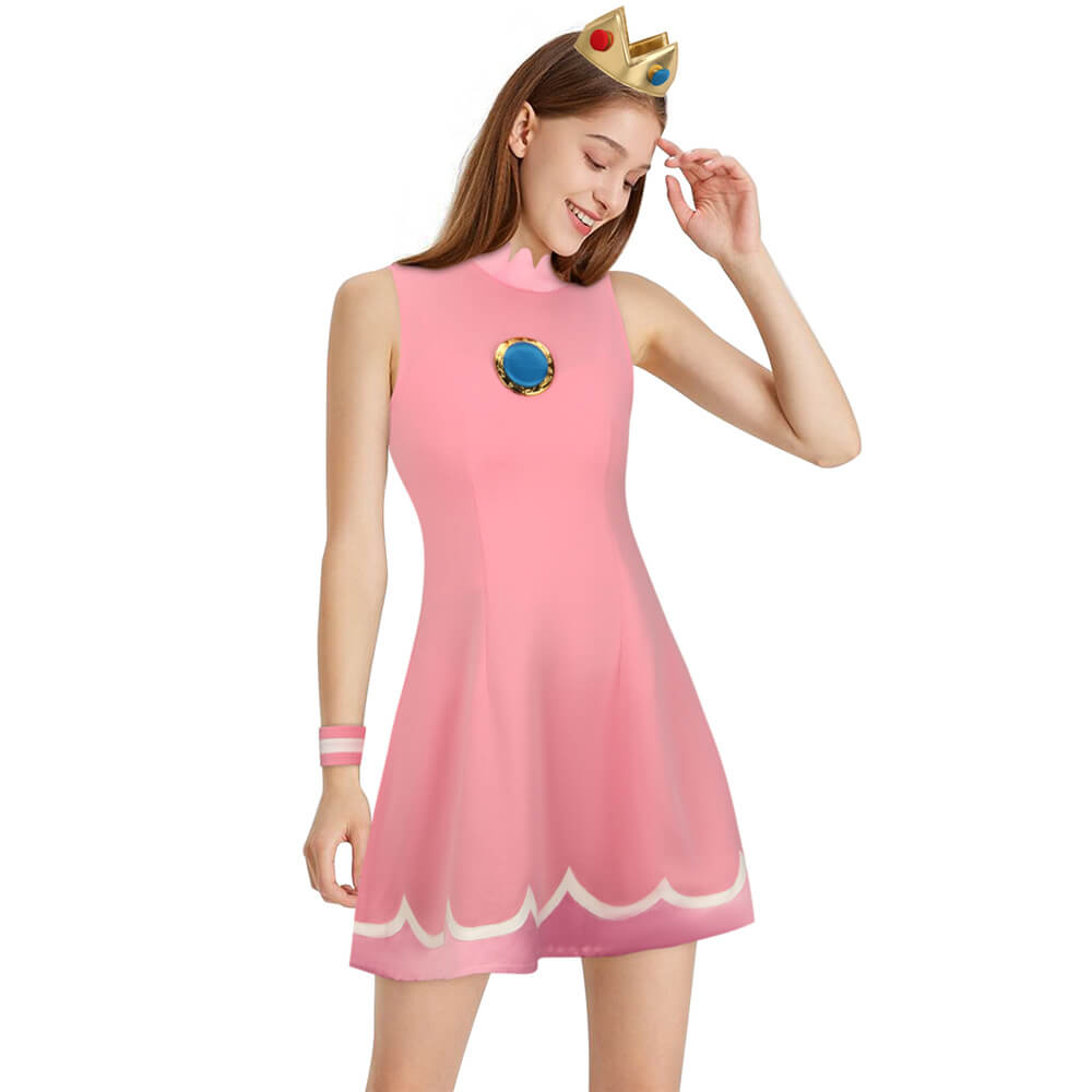 Mario Tennis Aces Princess Peach Dress Cosplay Costume (In Stock)